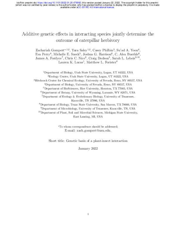 (PDF) Additive genetic effects in interacting species jointly determine ...