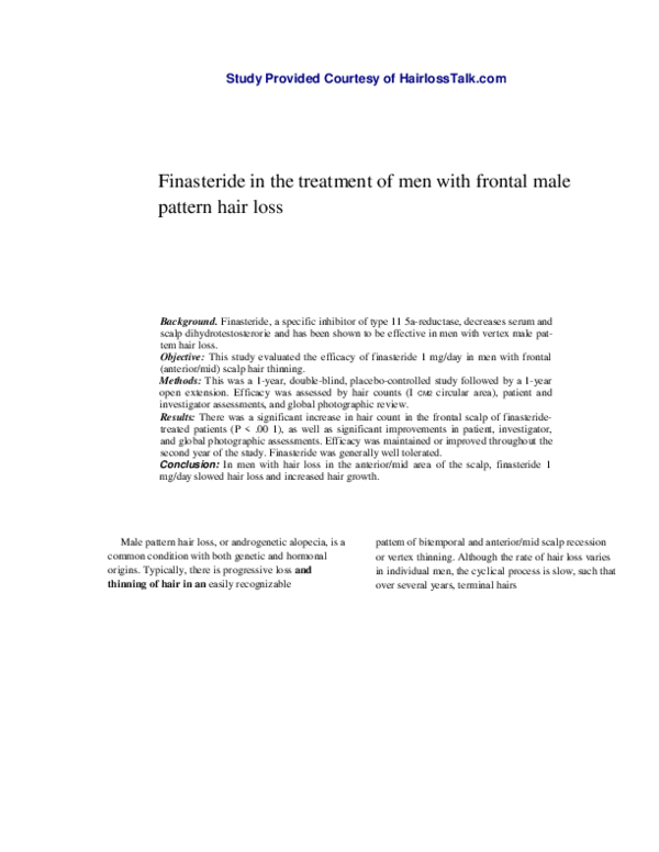 (PDF) Finasteride in the treatment of men with frontal male pattern ...