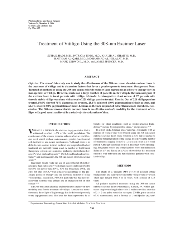 (PDF) Treatment of Vitiligo Using the 308-nm Excimer Laser