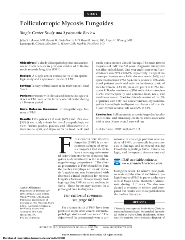 (PDF) Folliculotropic Mycosis Fungoides