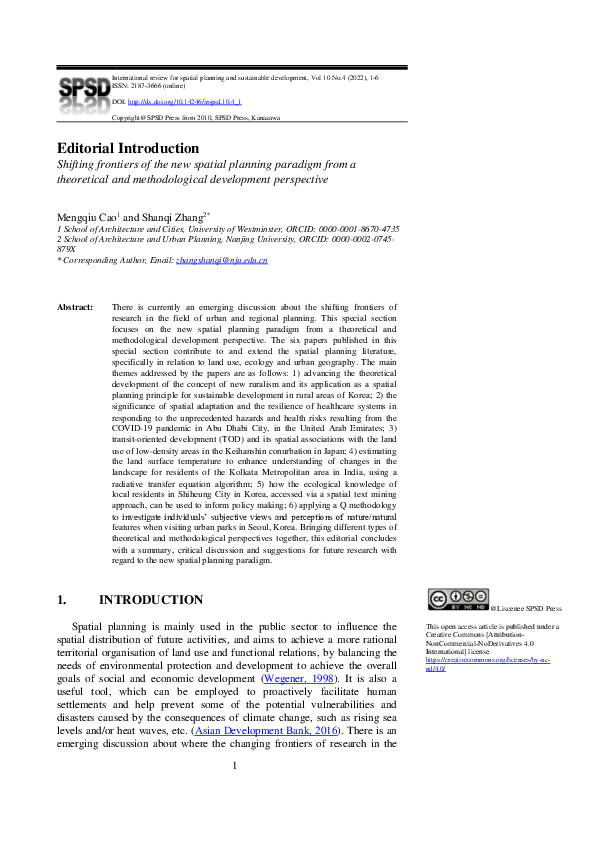 (PDF) Shifting frontiers of the new spatial planning paradigm from a ...