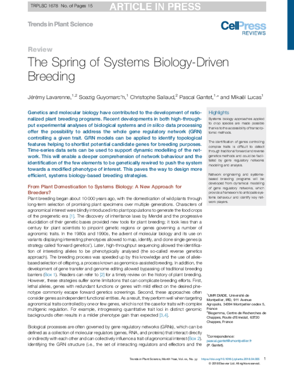 (PDF) The Spring of Systems Biology-Driven Breeding