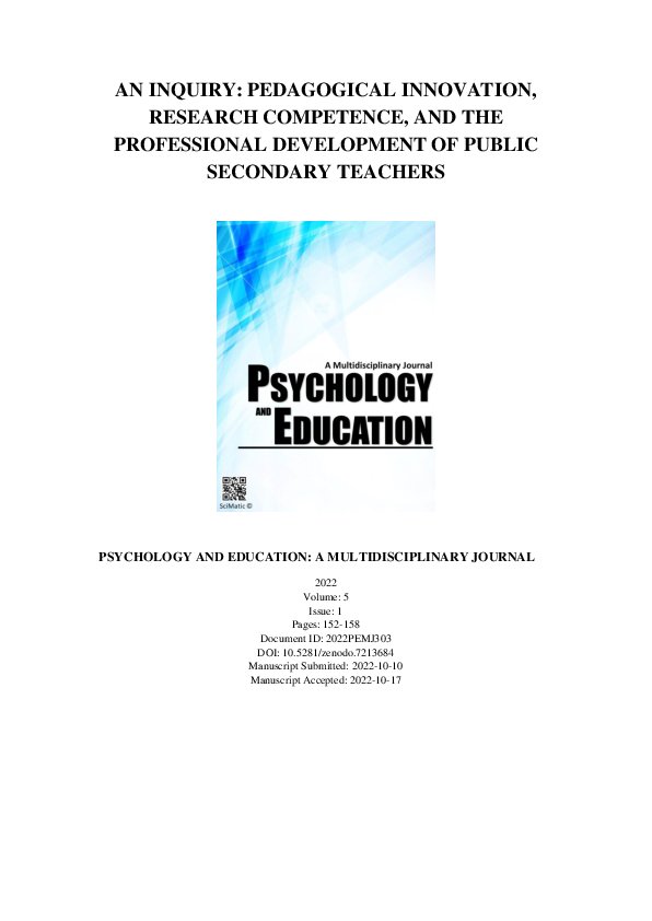 (PDF) An Inquiry: Pedagogical Innovation, Research Competence, and the Professional Development ...
