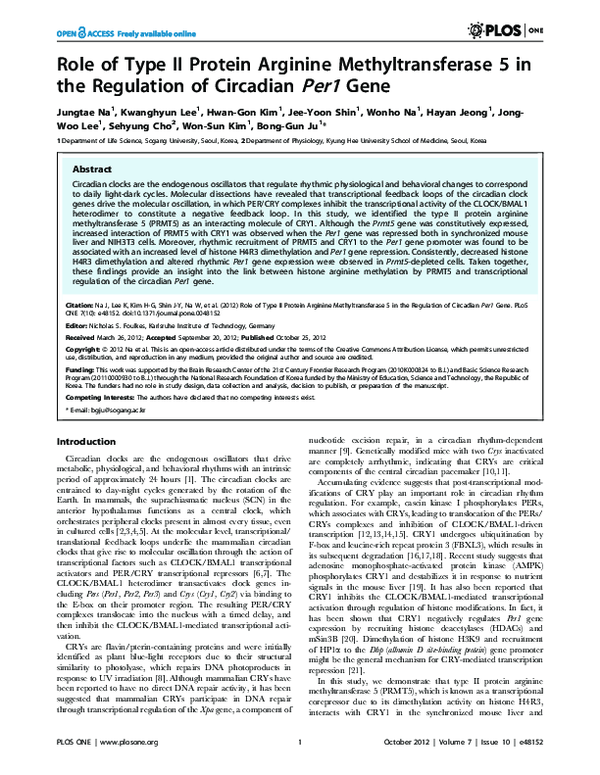 (PDF) Role of Type II Protein Arginine Methyltransferase 5 in the ...