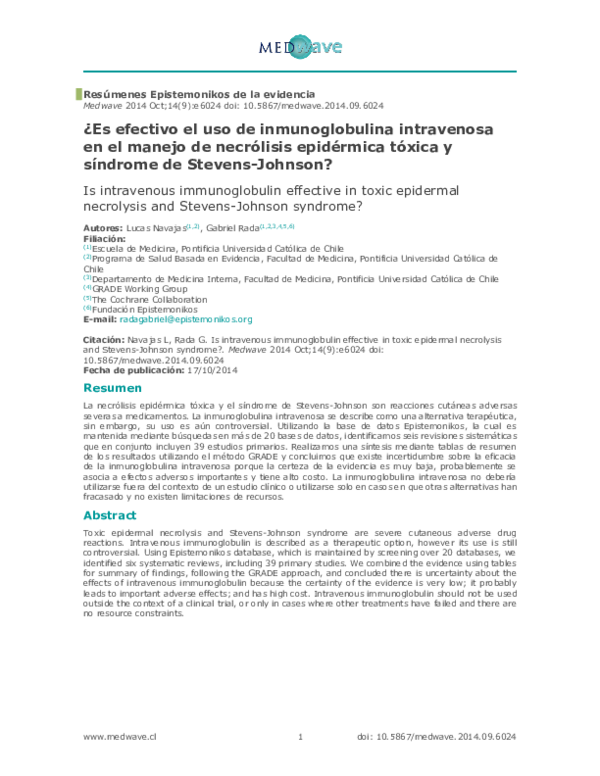 (PDF) [Is intravenous immunoglobulin effective in toxic epidermal necrolysis and Stevens-Johnson ...