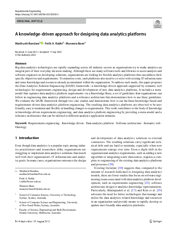 (PDF) A knowledge-driven approach for designing data analytics platforms (PDF) A knowledge-driven approach for designing data analytics platforms