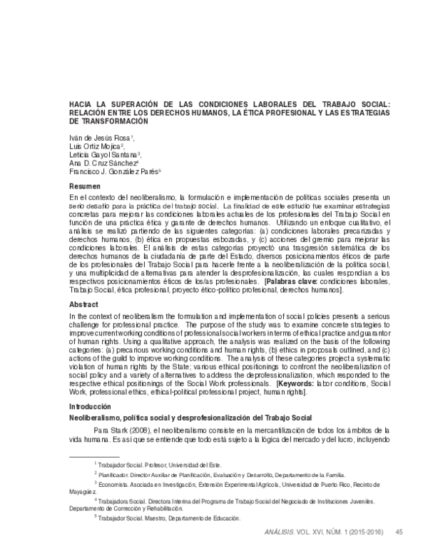 (PDF) Hacia la superación de las condiciones laborales del Trabajo ...