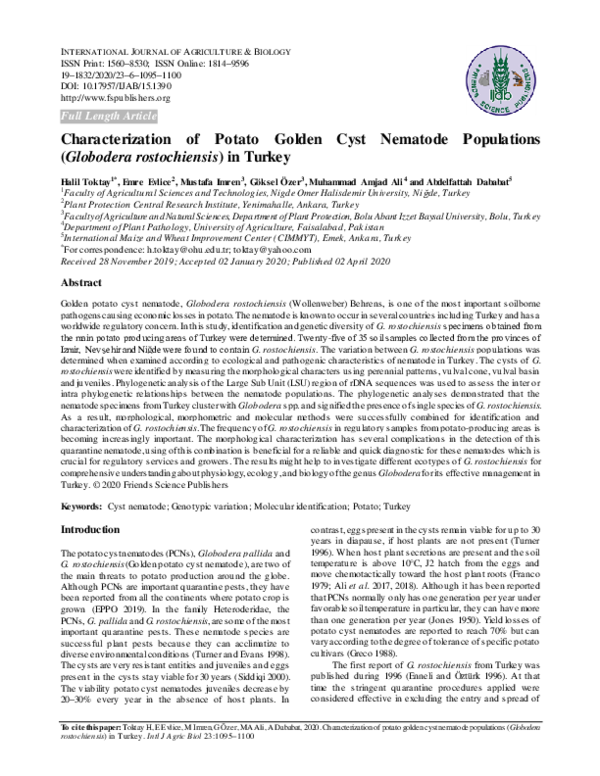 (PDF) Characterization of potato golden cyst nematode populations ...