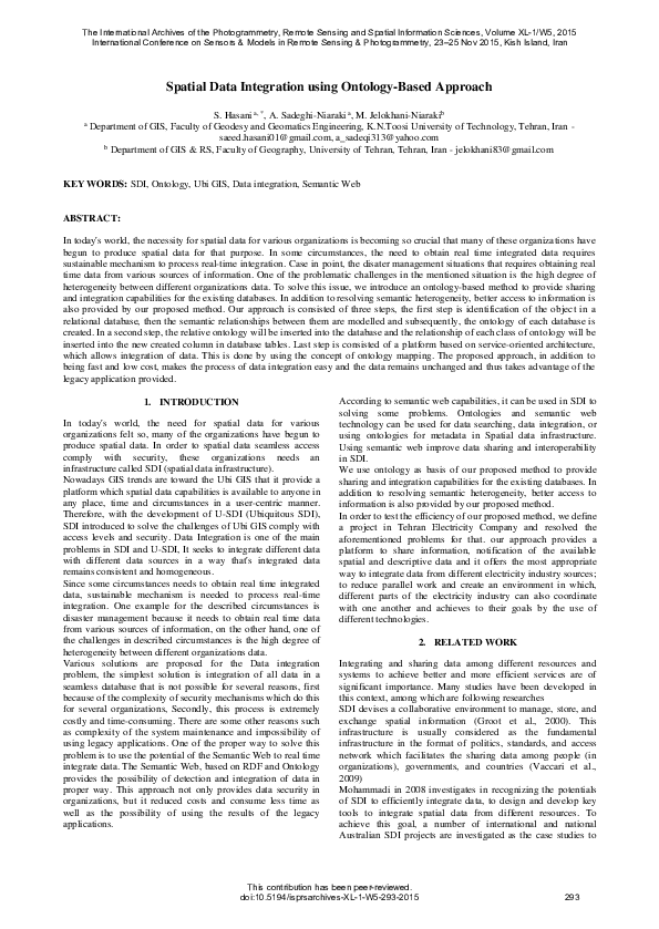 Pdf Spatial Data Integration Using Ontology Based Approach