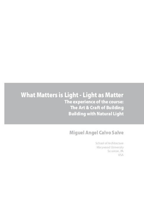 (PDF) What Matters is Light - Light as Matter