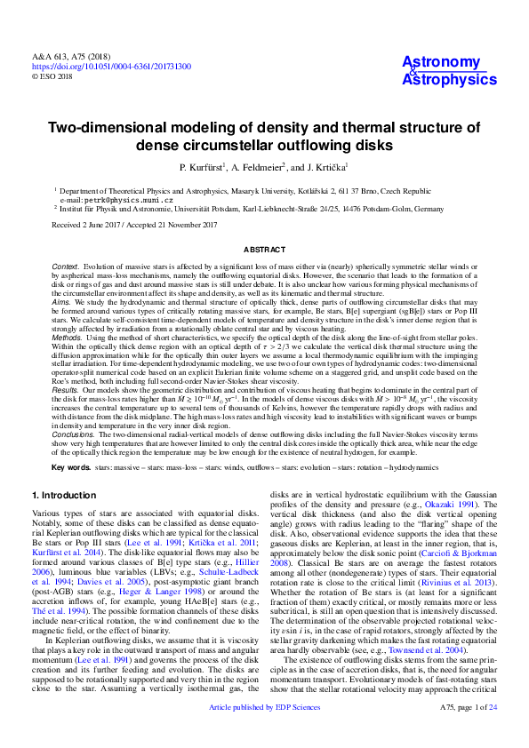 (PDF) Two-dimensional modeling of density and thermal structure of dense circumstellar ...