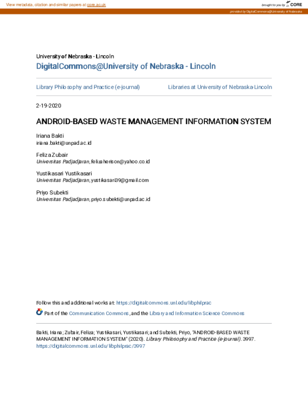 (PDF) Android-Based Waste Management Information System