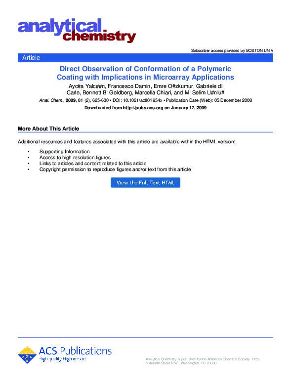 (PDF) Direct Observation of Conformation of a Polymeric Coating with ...