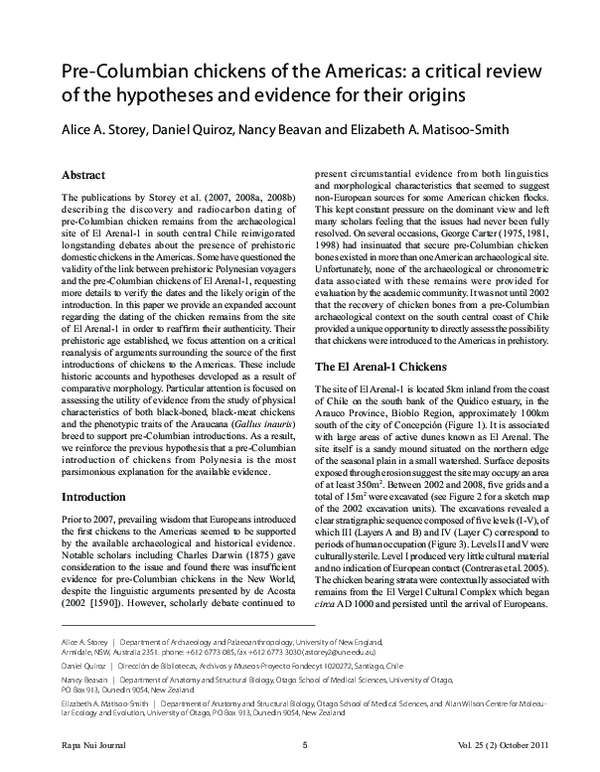 Pre-Columbian Chickens of the Americas: A Critical Review of the ...