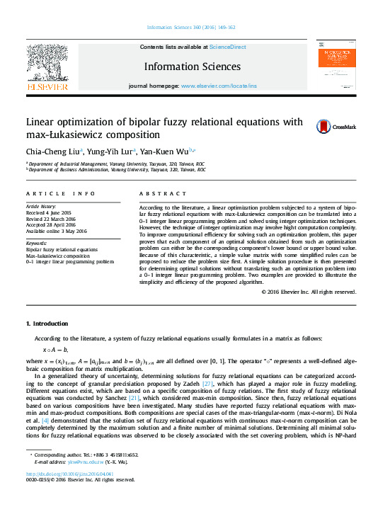 (PDF) Efficient Linear Optimization of Bipolar Fuzzy Equations