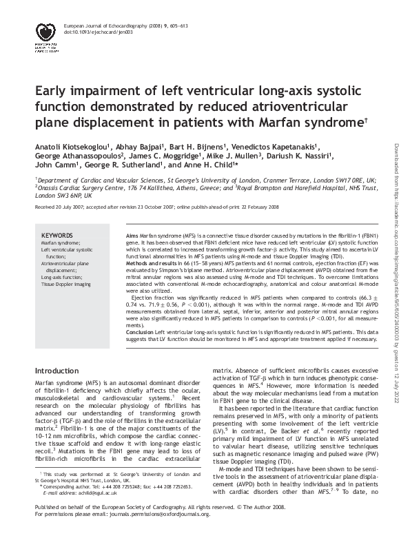 (PDF) Early impairment of left ventricular long-axis systolic function ...