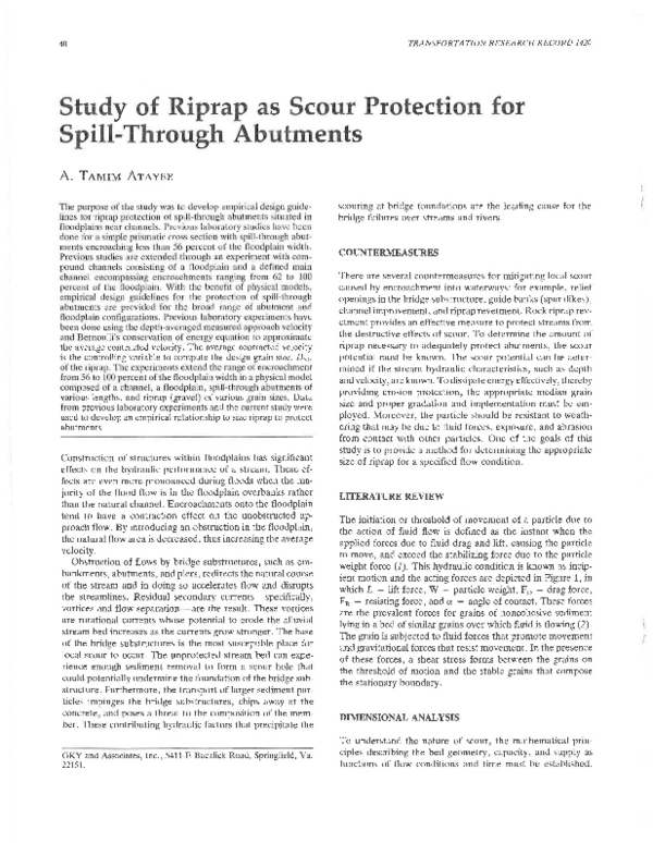 (PDF) Study of Riprap as Scour Protection for Spill-Through Abutments