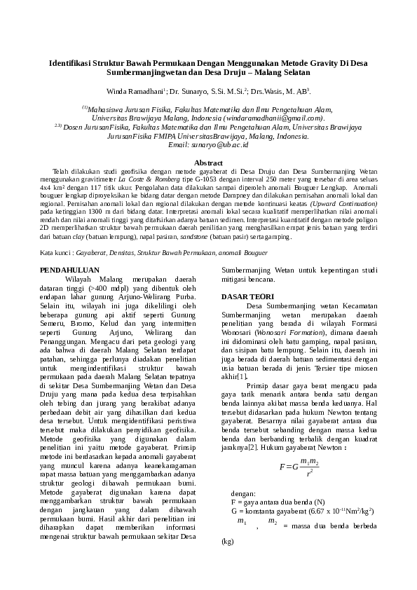 (PDF) Identifikasi Struktur Bawah Permukaan Dengan Menggunakan Metode ...