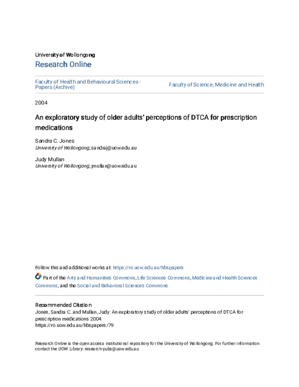(PDF) An exploratory study of older adults\u27 perceptions of DTCA for ...