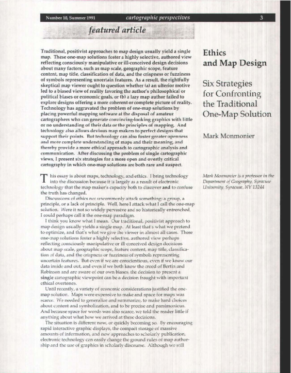 (PDF) Ethics and Map Design: Six Strategies for Confronting the ...