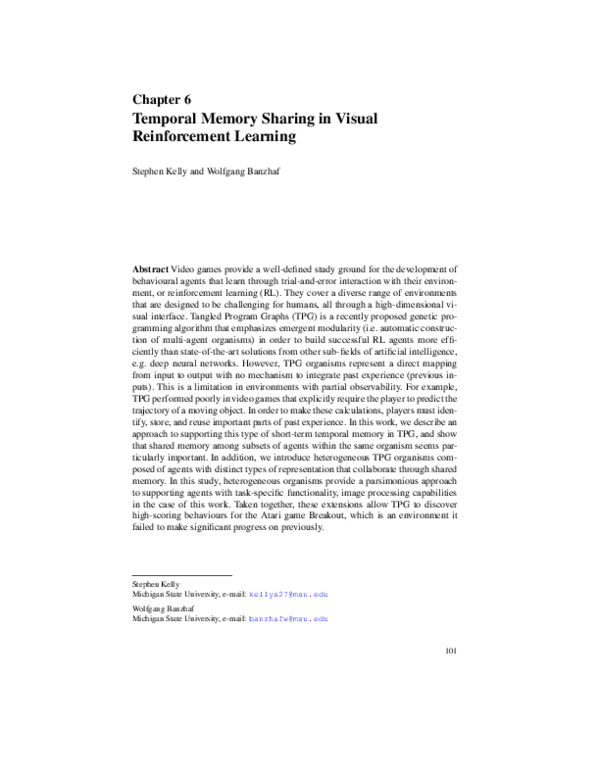 (PDF) Temporal Memory Sharing in Visual Reinforcement Learning