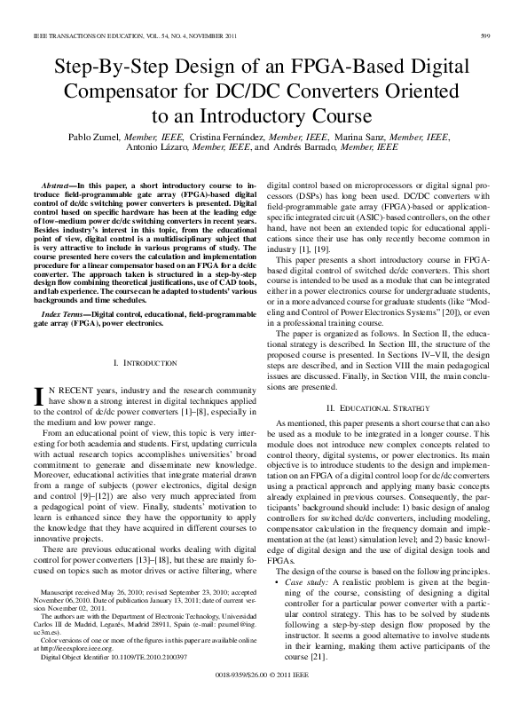 (PDF) Step-By-Step Design of an FPGA-Based Digital Compensator for DC ... (PDF) Step-By-Step Design of an FPGA-Based Digital Compensator for DC ...