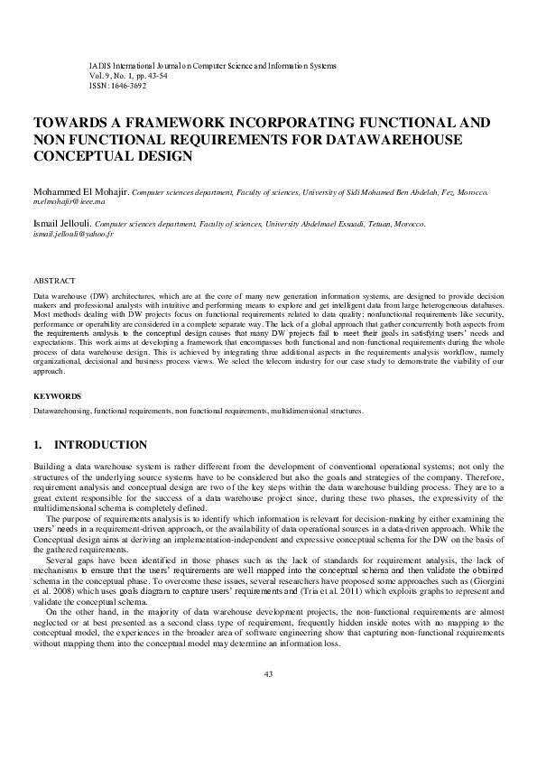 (PDF) Towards a Framework Incorporating Functional and Non Functional Requirements for ...