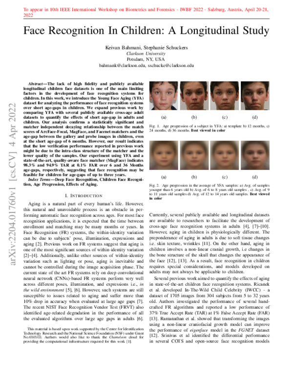 (PDF) Face Recognition in Children: A Longitudinal Study