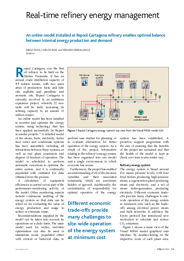 (PDF) Real-time refinery energy management