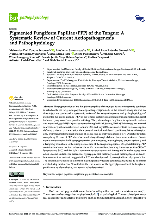 (PDF) Pigmented Fungiform Papillae (PFP) of the Tongue: A Systematic ...