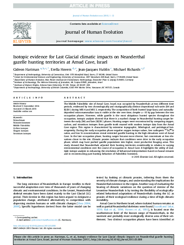 (PDF) Isotopic evidence for Last Glacial climatic impacts on ...