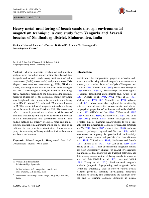 (PDF) Heavy metal monitoring of beach sands through environmental ...