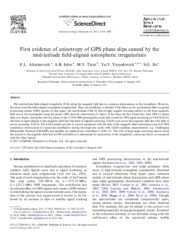 (PDF) First evidence of anisotropy of GPS phase slips caused by the mid ...