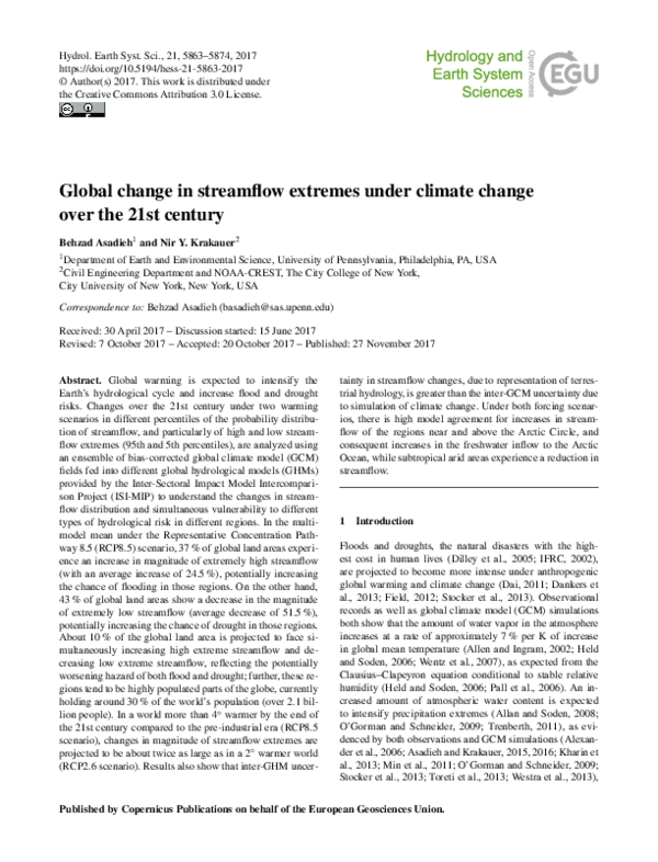 (PDF) Global change in streamflow extremes under climate change over ...