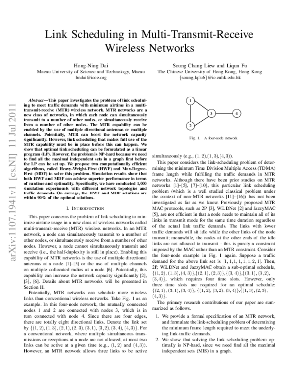 (PDF) Link scheduling in multi-transmit-receive wireless networks