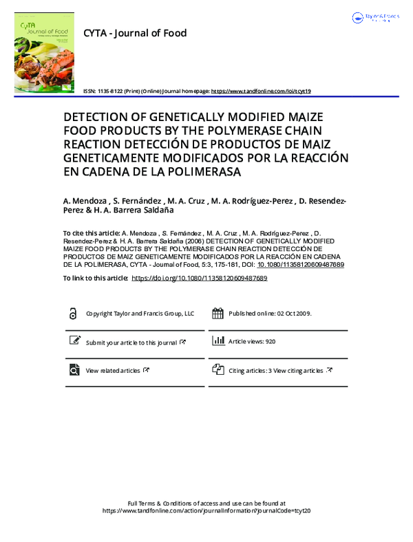 (PDF) Detection of Genetically Modified Maize Food Products by the Polymerase Chain Reaction ...