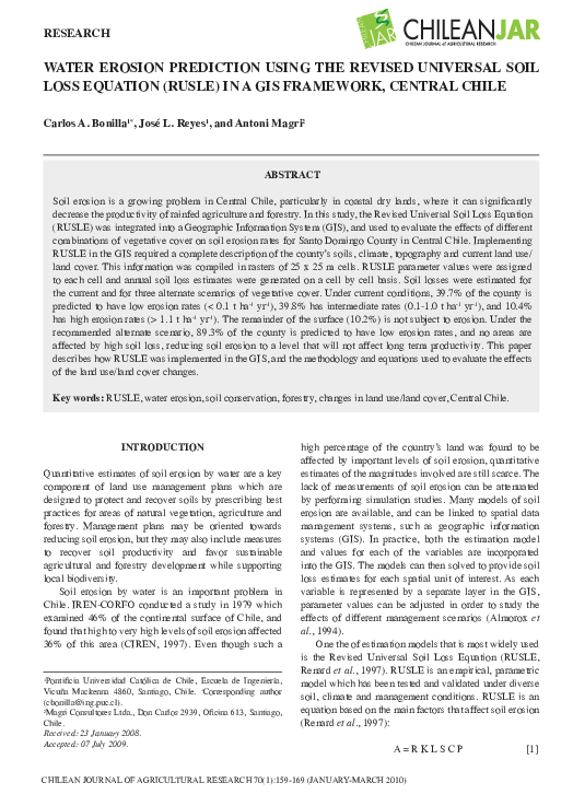 (PDF) Water Erosion Prediction Using the Revised Universal Soil Loss ...