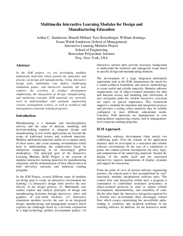 (PDF) Multimedia interactive learning modules for design and ...
