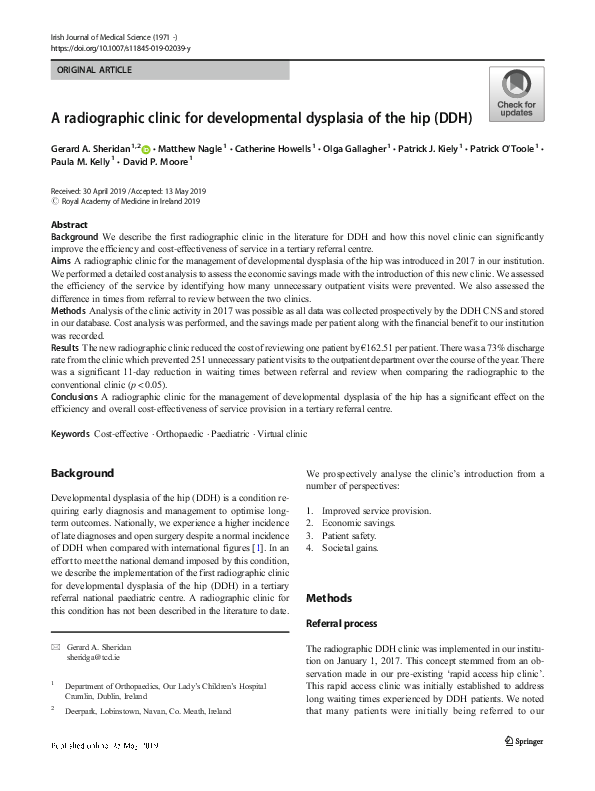 (PDF) Developmental Dysplasia of the Hip: A Case Study to Illustrate ...