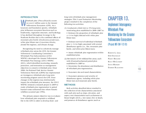(PDF) Chapter 13: Implement Interagency Whitebark Pine Monitoring for the Greater Yellowstone ...