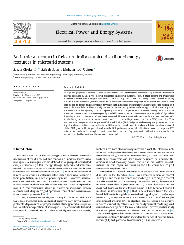 (PDF) Fault tolerant control of electronically coupled distributed energy resources in microgrid ...