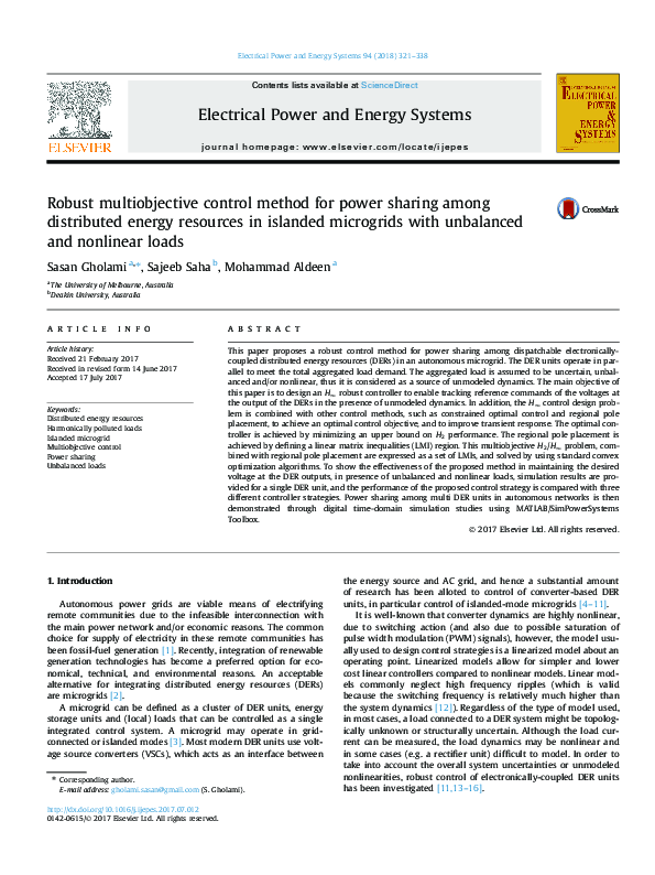 (PDF) Robust multiobjective control method for power sharing among distributed energy resources ...
