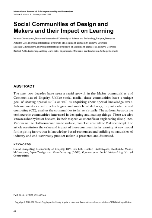 (PDF) Social Communities of Design and Makers and their Impact on ...