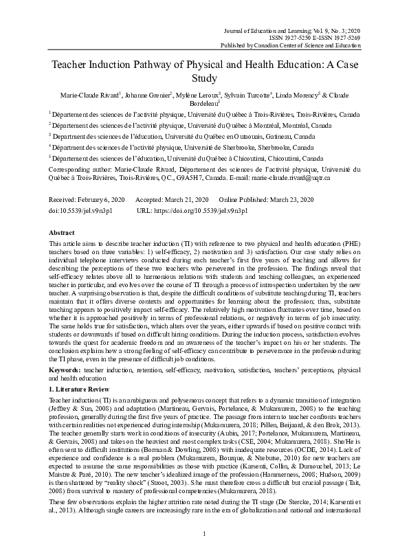 (PDF) Teacher Induction Pathway of Physical and Health Education: A ...