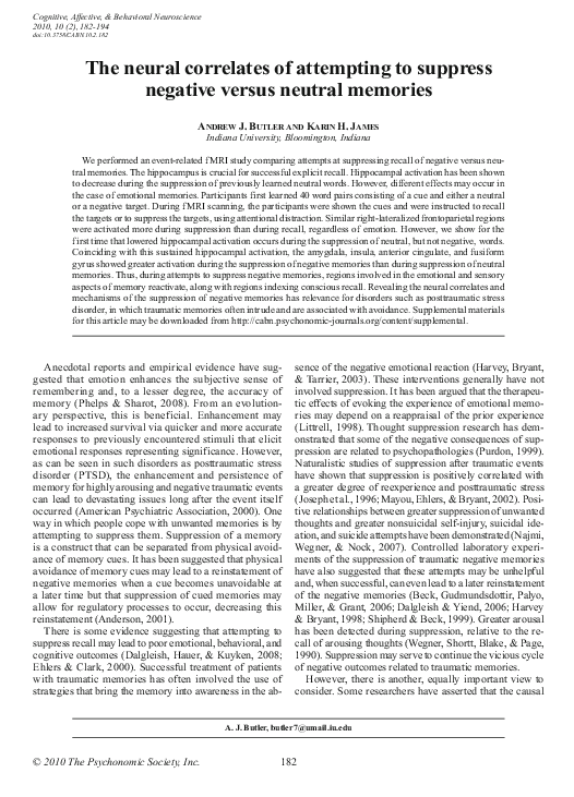(PDF) The neural correlates of attempting to suppress negative versus ...