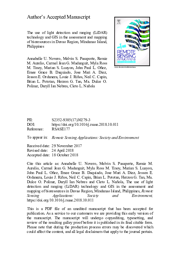 Pdf The Use Of Light Detection And Ranging Lidar Technology And Gis
