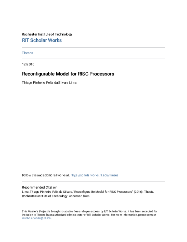 (PDF) Reconfigurable Model for RISC Processors