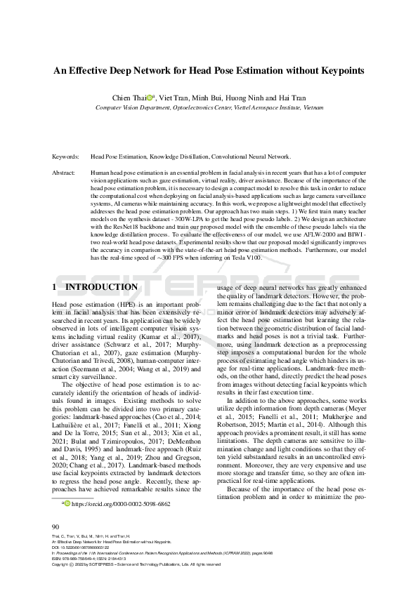 Pdf An Effective Deep Network For Head Pose Estimation Without Keypoints