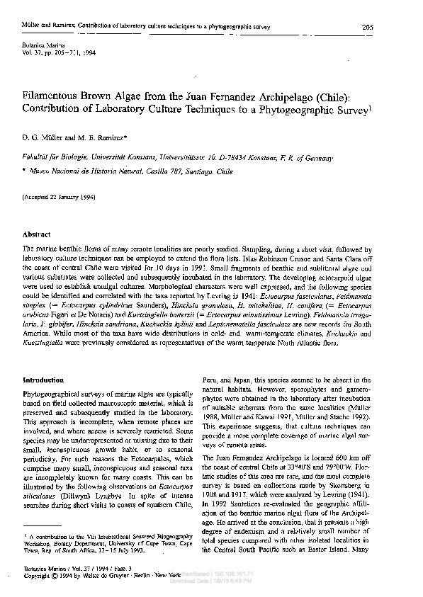 (PDF) Filamentous Brown Algae from the Juan Fernandez Archipelago ...