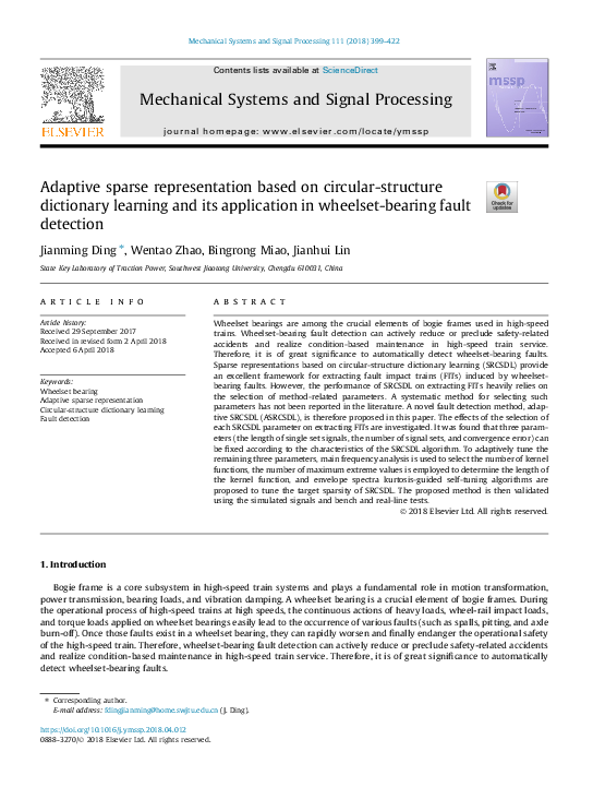 Pdf Adaptive Sparse Representation Based On Circular Structure